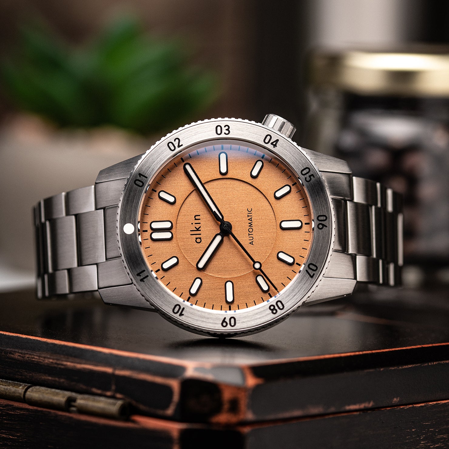 Model Three Dual Time - Brushed Copper Dial / SS Case – alkinwatches