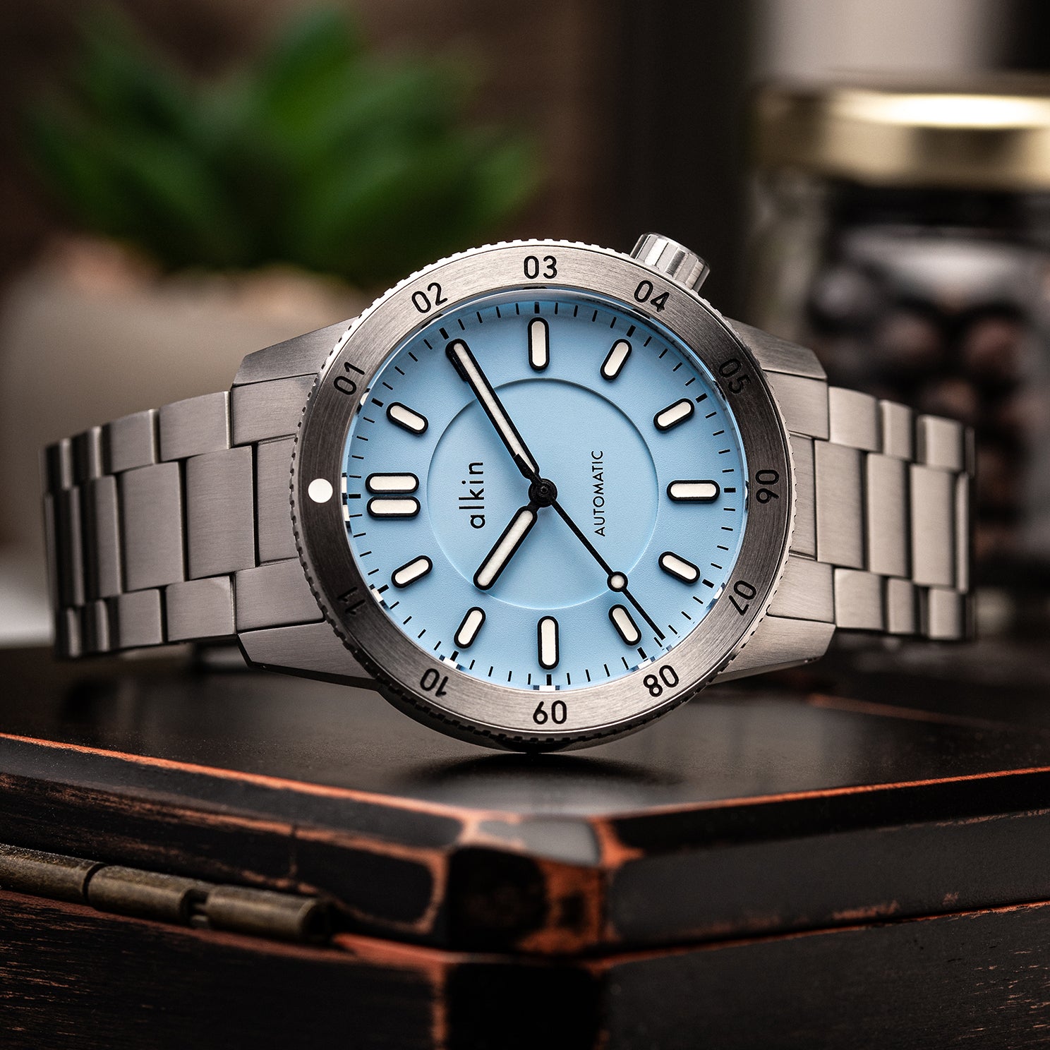 Model Three Dual Time - Powder Blue Dial / SS Case – alkinwatches