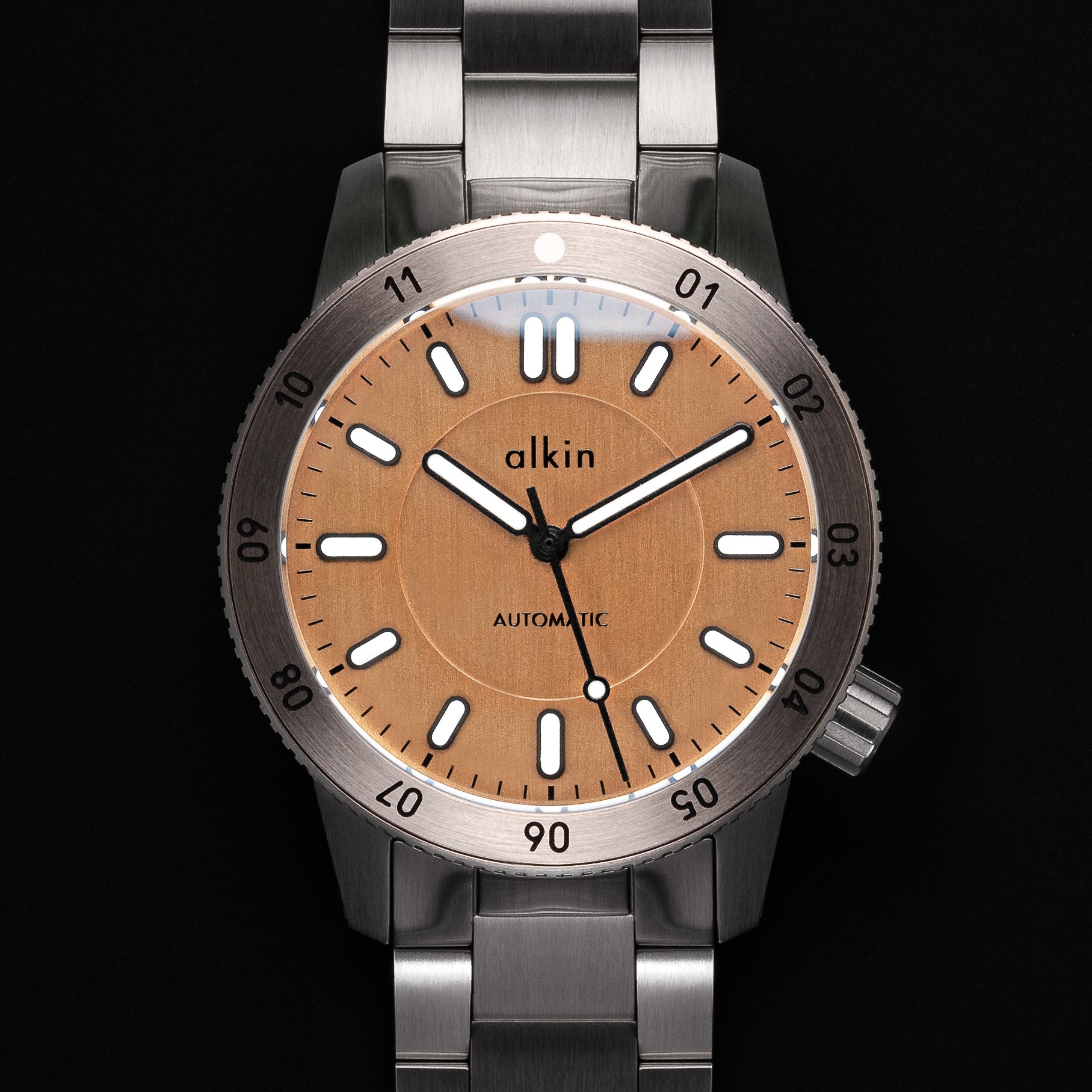 Model Three Dual Time - Brushed Copper Dial / SS Case – alkinwatches